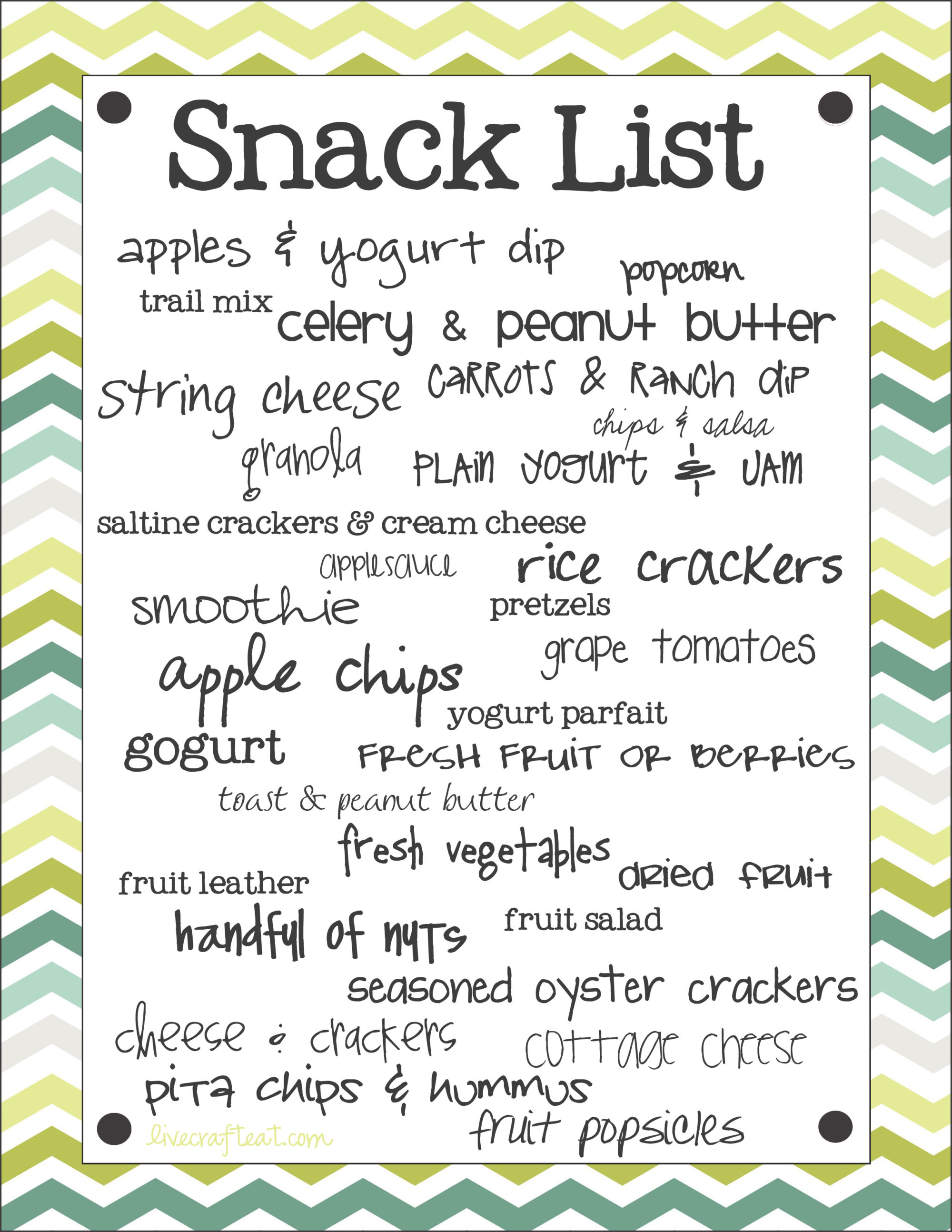 Yogurt Jam List Of Healthy Snacks Free Printable Live Craft Eat Yogurt Jam List Of Healthy Snacks Free Printable Live Craft Eat