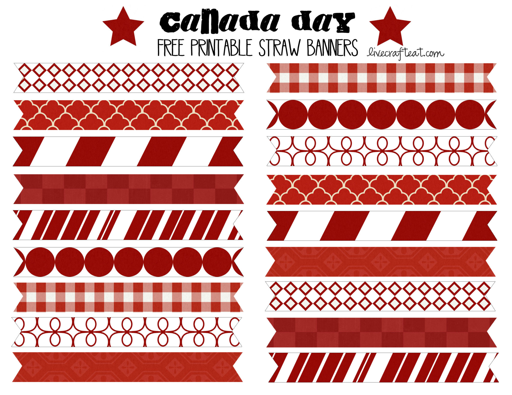 Free 4th of July Printable Straw Banners | Live Craft Eat
