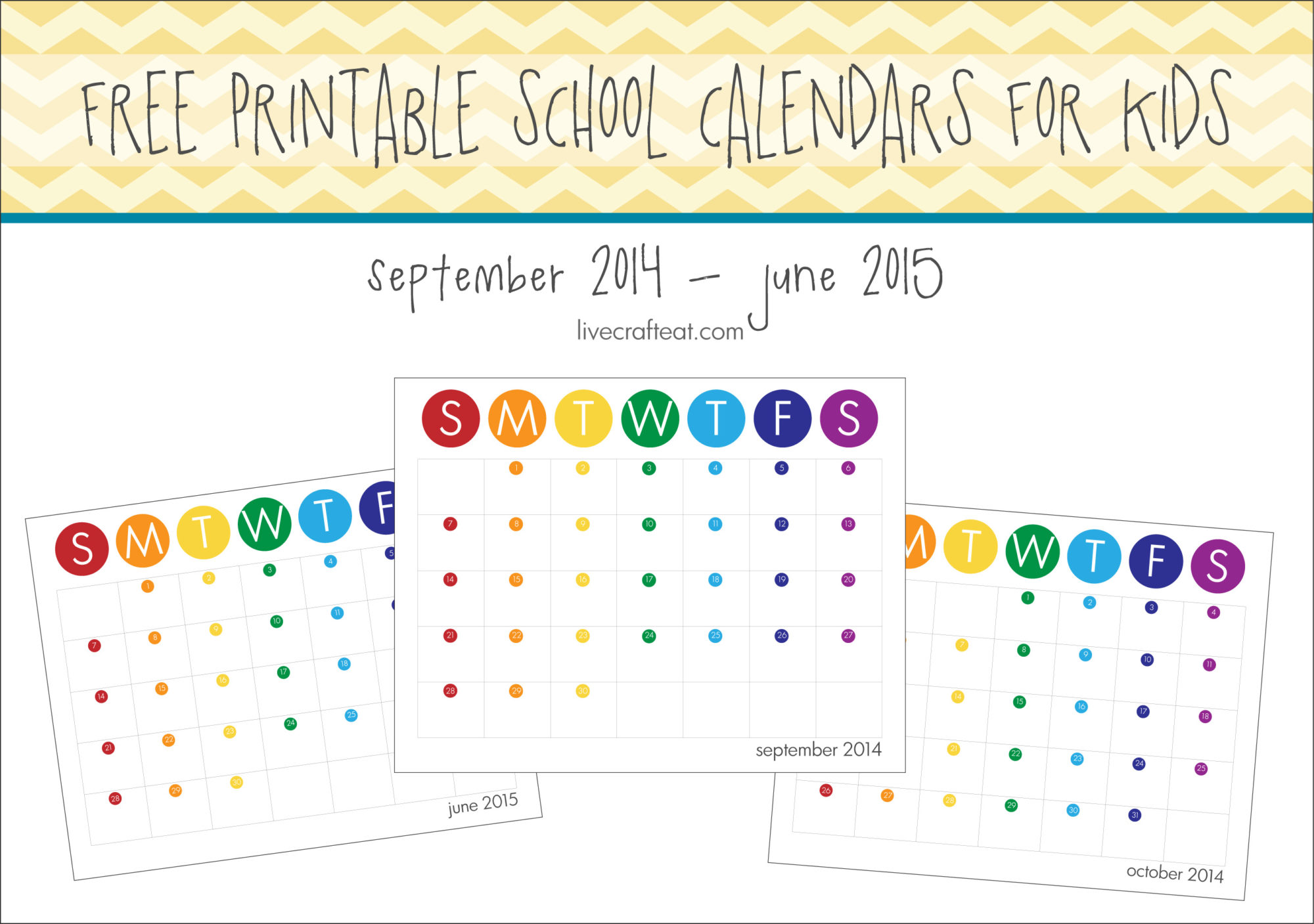 2014-2015 School Year Calendar For Kids - FREE | Live Craft Eat