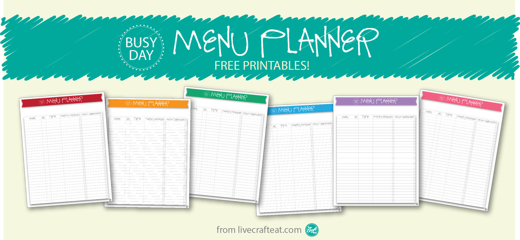 Printable Meal and Menu Planner | Live Craft Eat