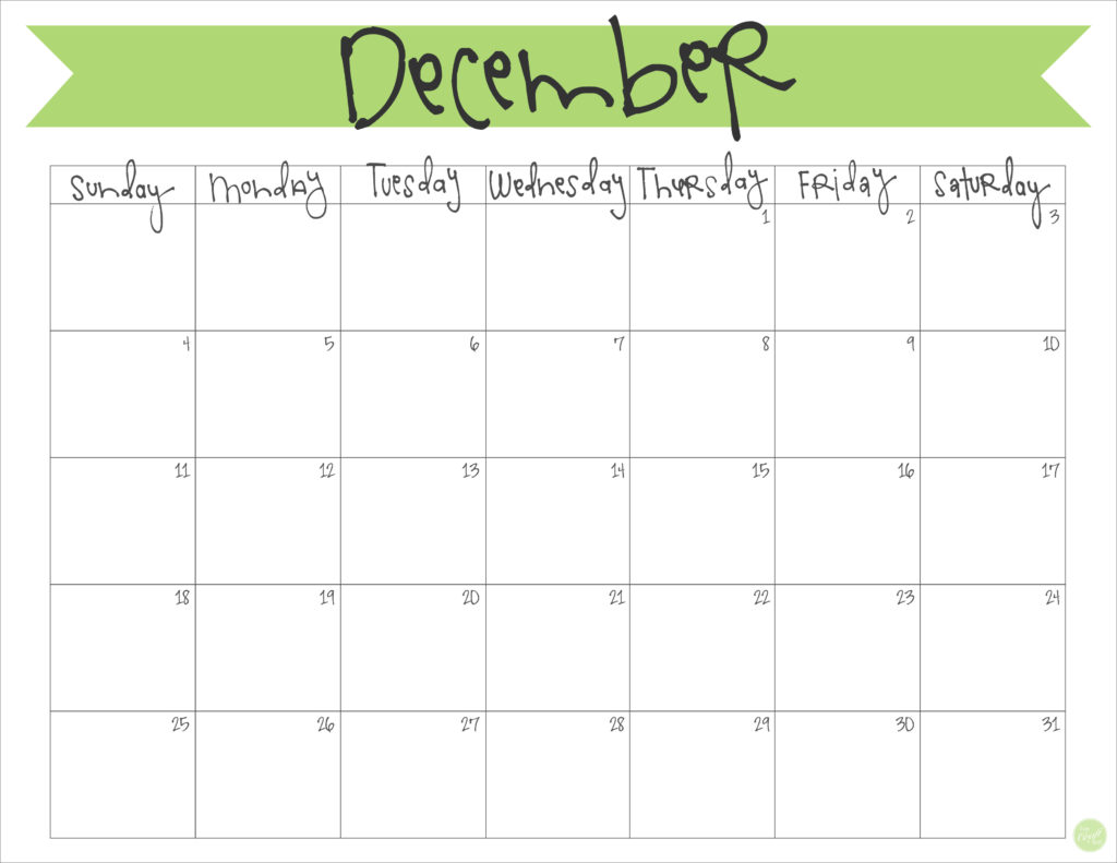 December 2016 Calendar - Free Printable | Live Craft Eat