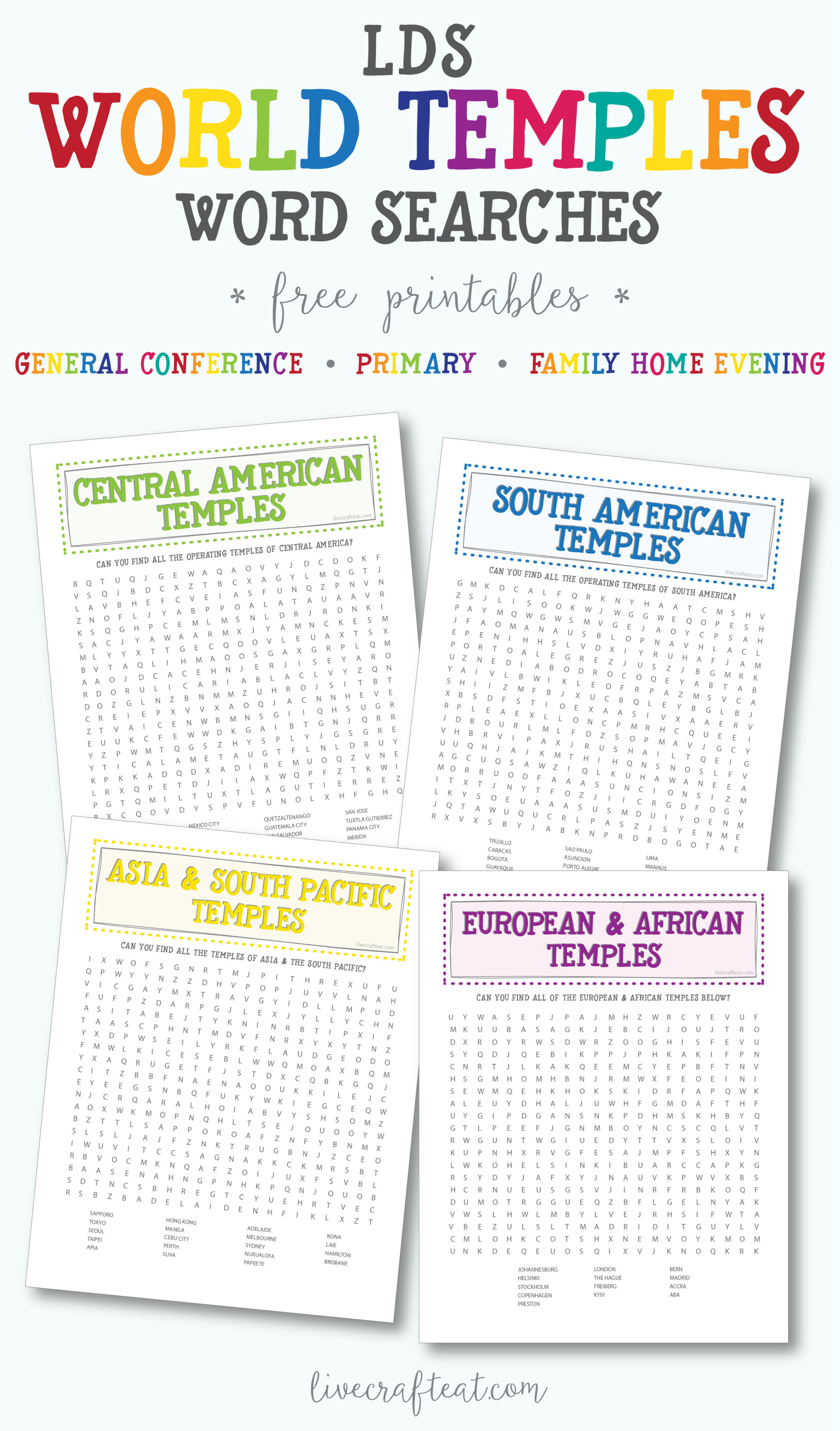 LDS World Temples Word Searches | Live Craft Eat