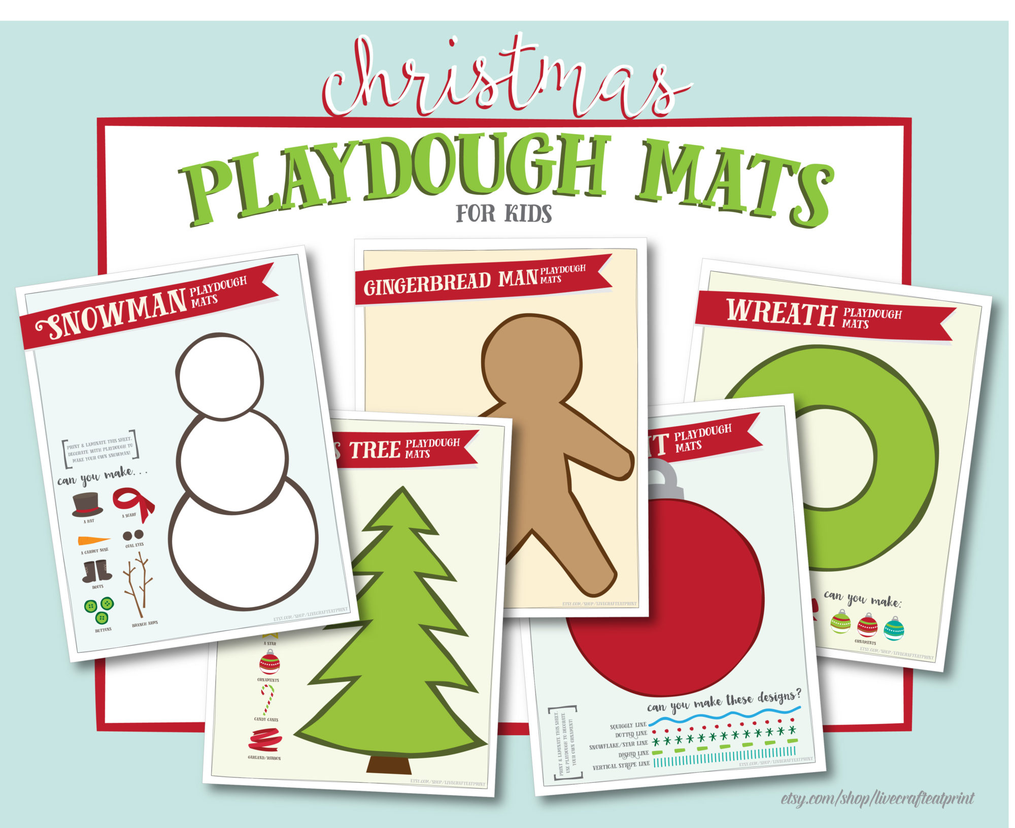 Christmas Playdough Mats - Free Printable | Live Craft Eat