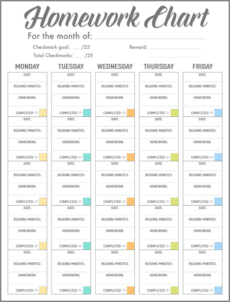 Homework (Reward) Charts - Free Printables | Live Craft Eat