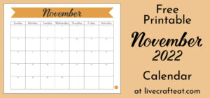 November 2022 Calendar - Free Printable | Live Craft Eat